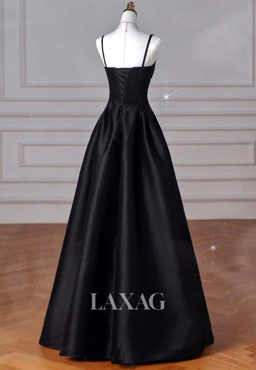 A-Line Spaghetti Straps Sleek Satin Evening Gowns Sweetheart Sleeveles ...